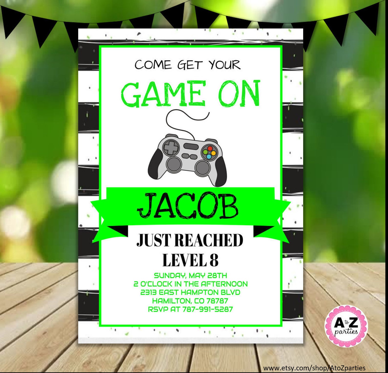 GAME ON Invitation Gaming Video Games Birthday | Etsy