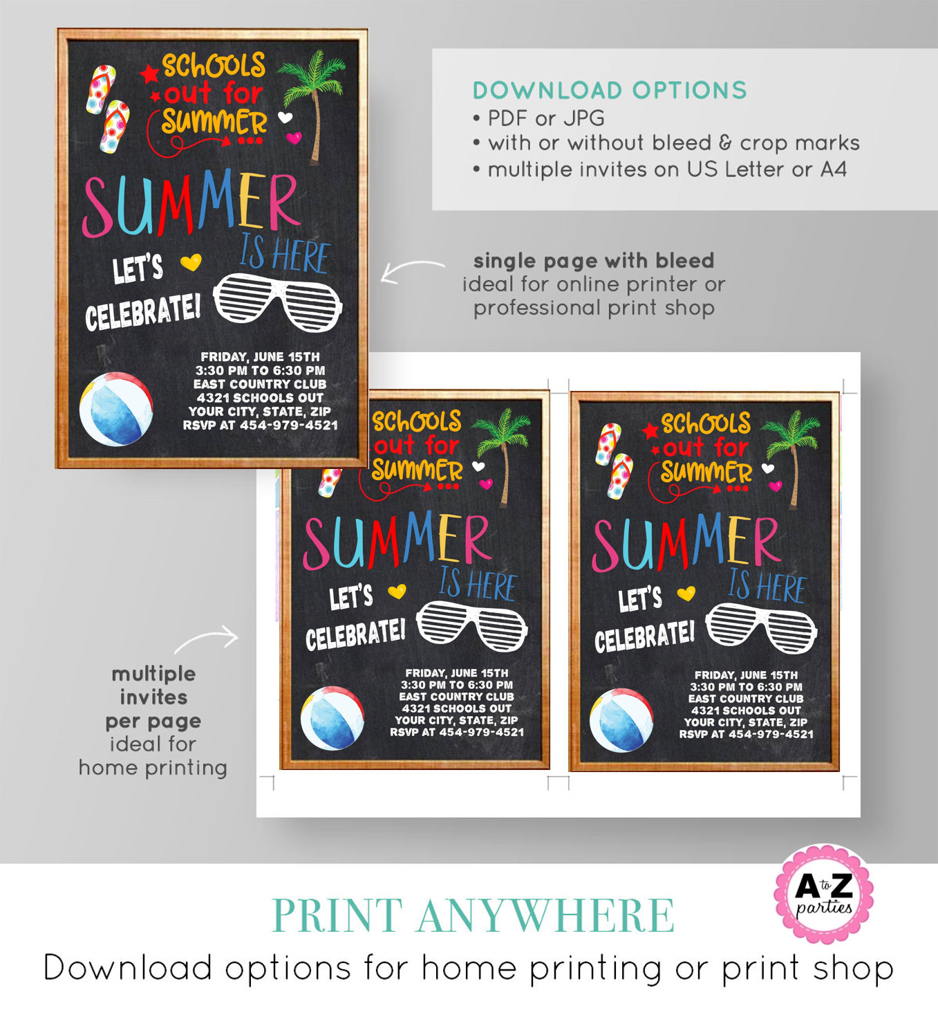 End of school invitation kick off to summer party end of the | Etsy