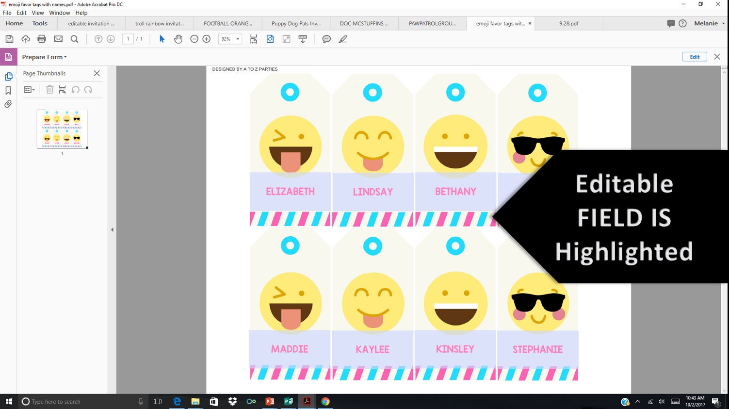 EMOJI Editable Favor Tags Favor Tags With Editable Names | Etsy