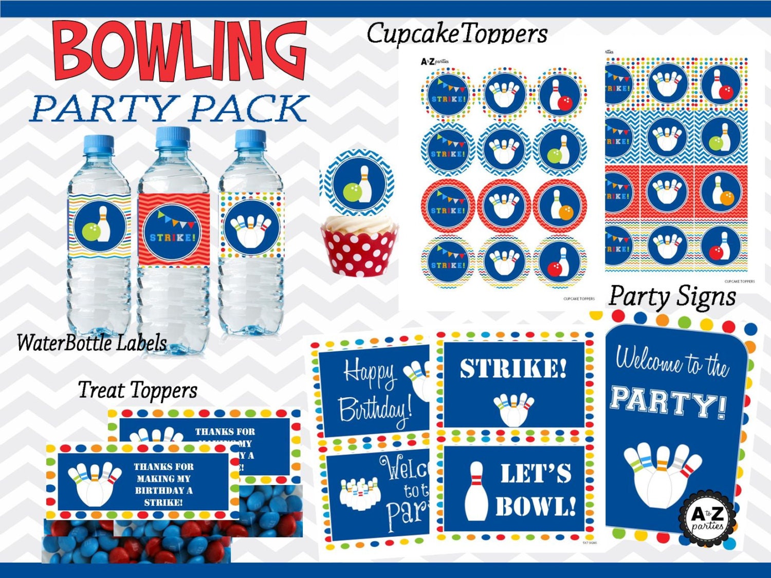 Bowling Birthday Party Package 100 Items Instant Download | Etsy