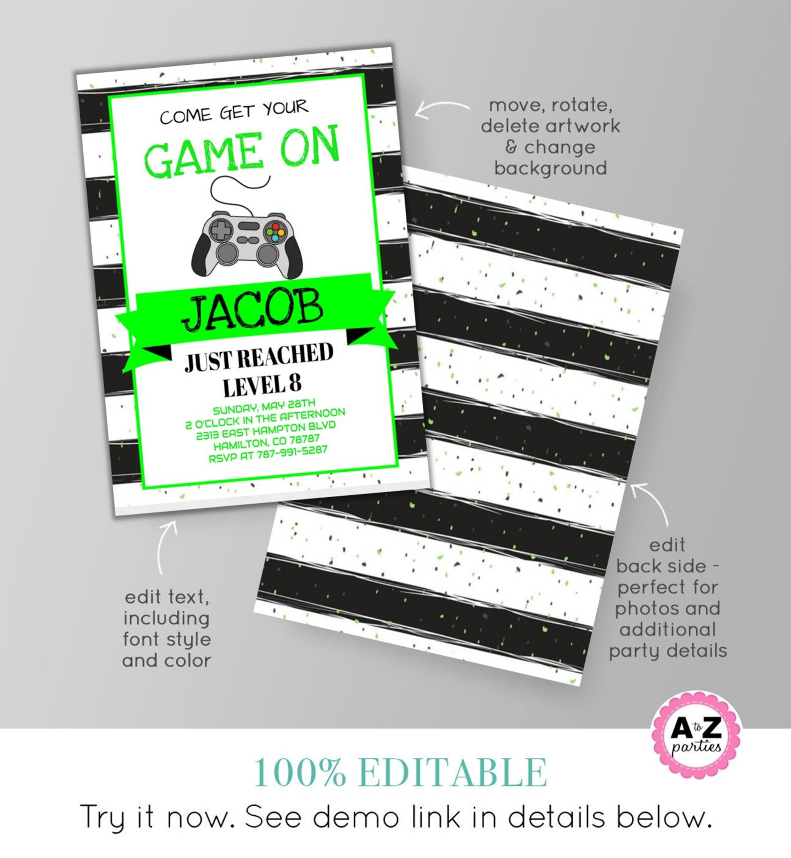 GAME ON Invitation Gaming Video Games Birthday - Etsy
