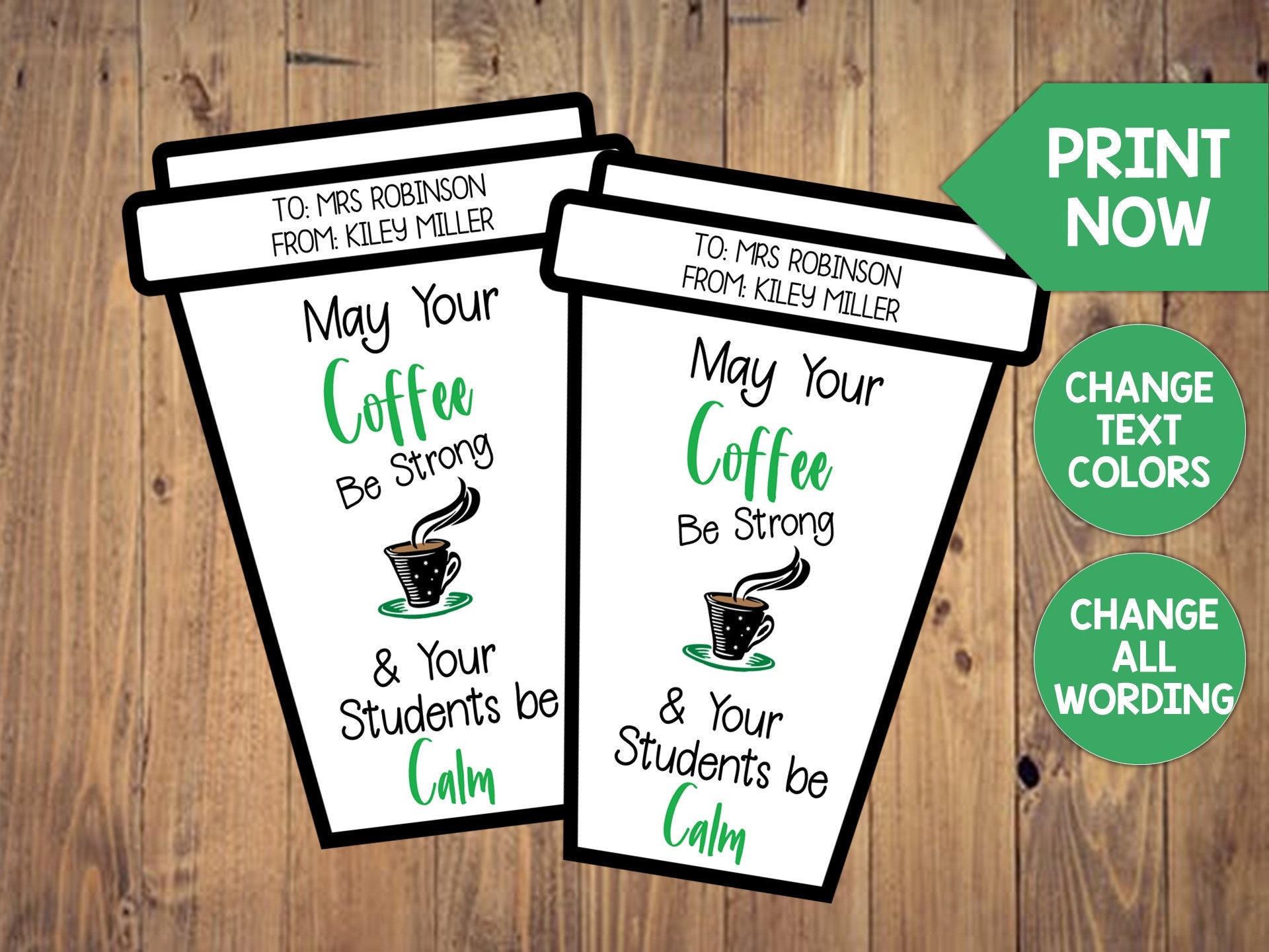 Back to School Coffee Gift Tags Back to School Teacher Gift | Etsy