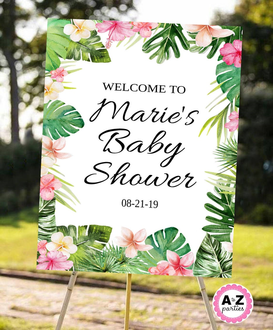 Tropical Welcome Sign Printable Sign Hawaii Luau Baby - Etsy