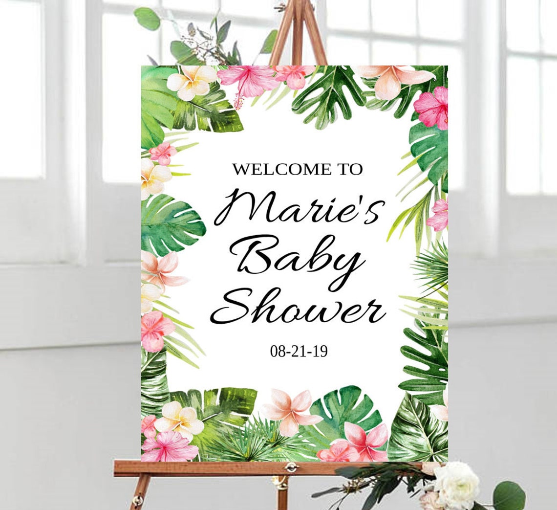 Tropical Welcome Sign Printable Sign Hawaii Luau Baby - Etsy
