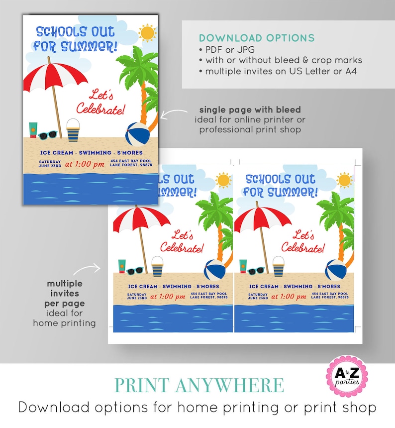 Summer Beach Invitation Kick off to Summer Party End of the - Etsy