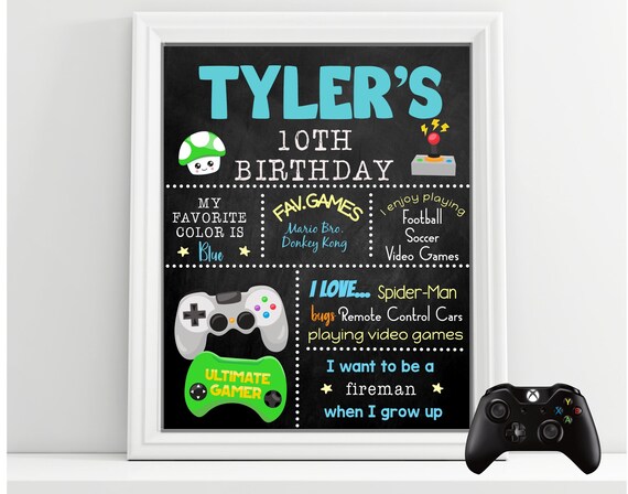 Video Game Birthday Board Milestones EDITABLE Birthday | Etsy