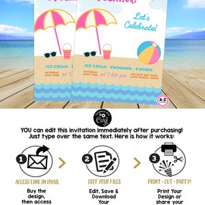 Summer Beach Invitation Kick off to Summer Party End of the - Etsy