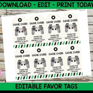 GAME OVER Video Game Party Tag, Instant Download, Use Own Wording ...