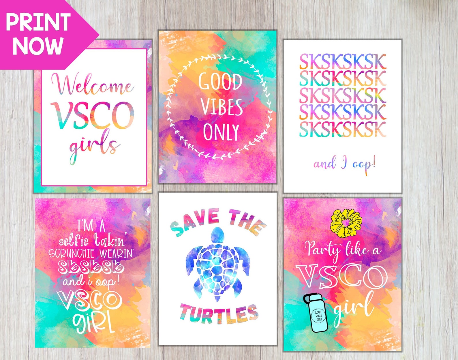 Set of 6 VSCO Girl Party Signs VSCO Party Vscogirl VSCO | Etsy