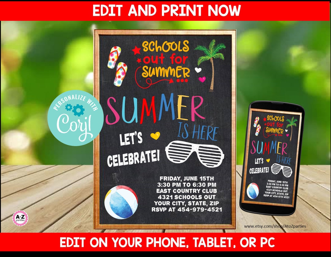 End of School Invitation Kick off to Summer Party End of the - Etsy
