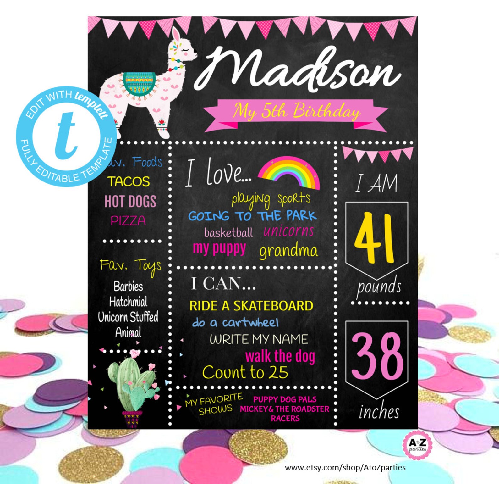 Llama Chalkboard Design llama Decorations llama Chalkboard | Etsy