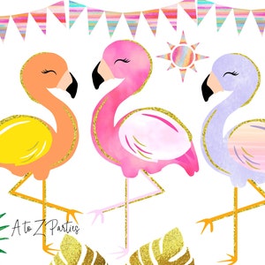Flamingo Clip Art glitter Flamingo Tropical Flamingos Summer Clipart ...