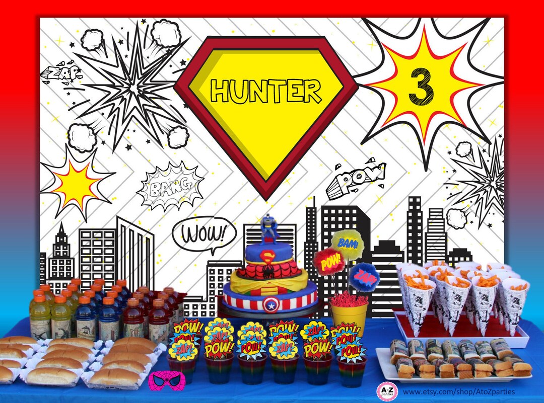 Superhero City Scape Table Backdrop Editable Download File 32x48 Design ...