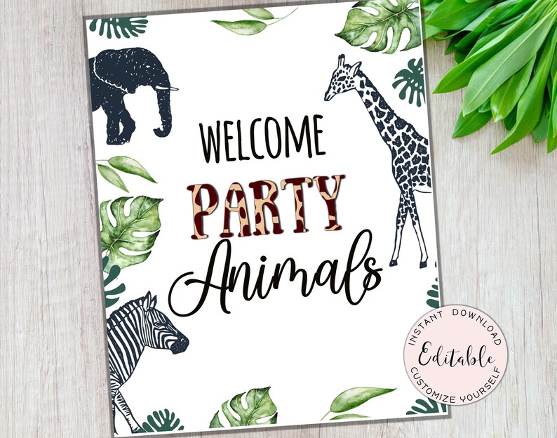 Welcome Party Animals Digital Sign Party Animal Printable - Etsy