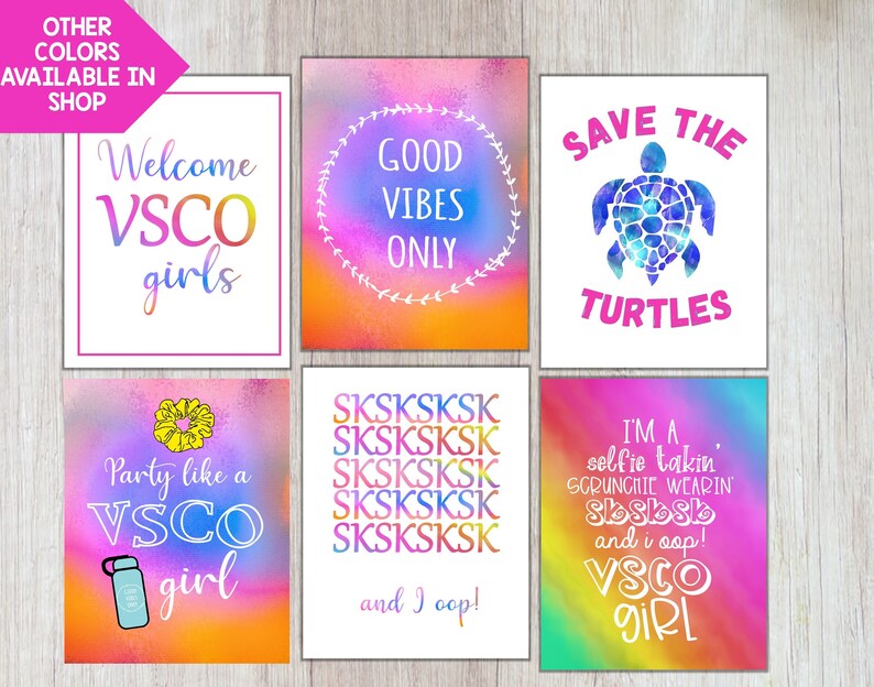 Set of 6 VSCO Girl Party Signs VSCO Party Vscogirl VSCO - Etsy