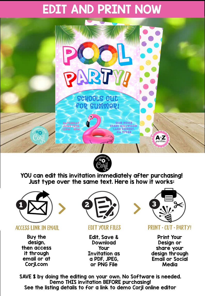 Pool Party Invitation kick off to summer party end of the | Etsy