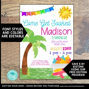 Water Party Invitation Water Balloon Party Come Get Soaked Summer Fun ...