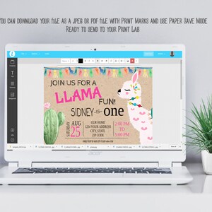 Llama Birthday Invitation Edit on your own Templett | Etsy