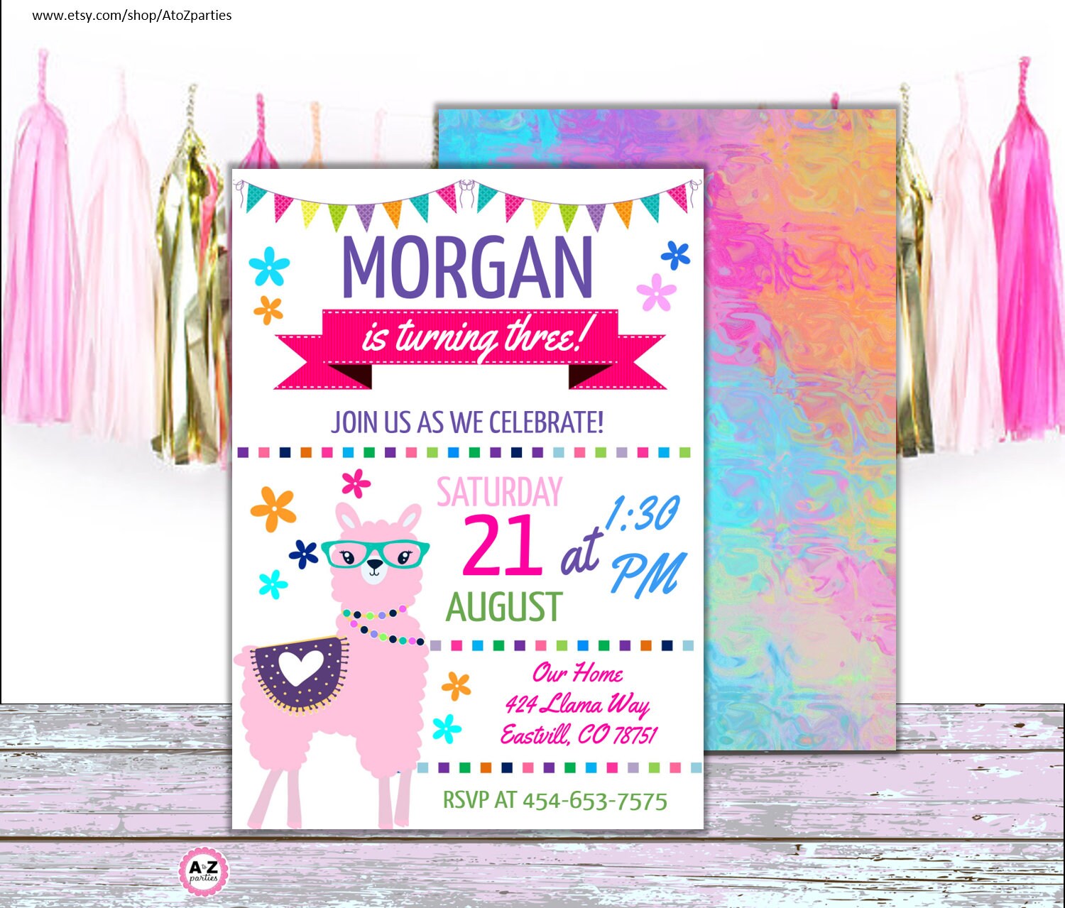 Llama Birthday Invitation Edit on your own Templett | Etsy