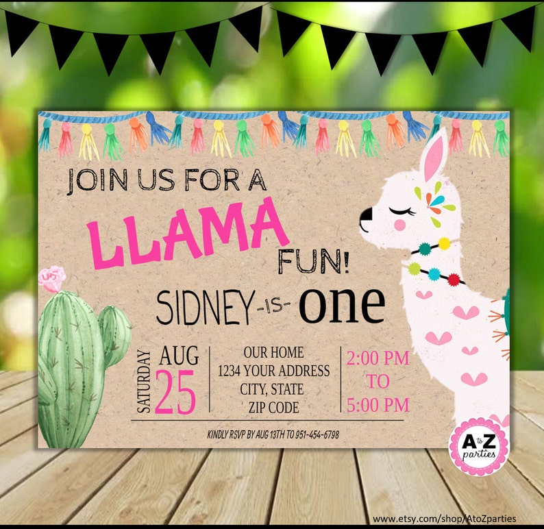 Llama Birthday Invitation Edit on your own Templett | Etsy