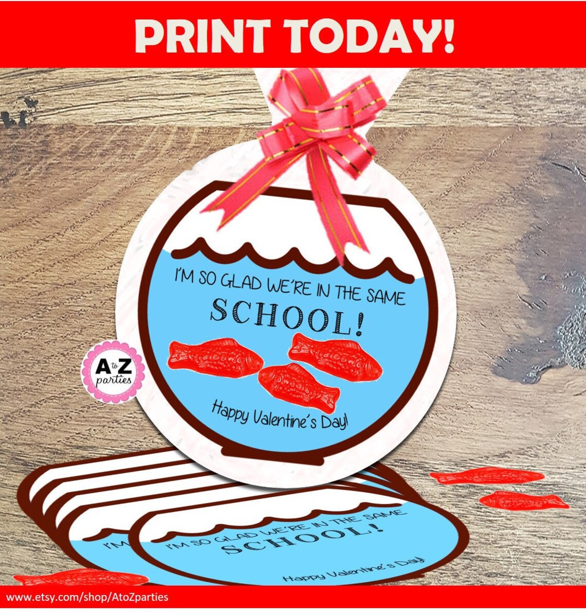 Valentine's Day Printable INSTANT DOWNLOAD DIY Fish - Etsy