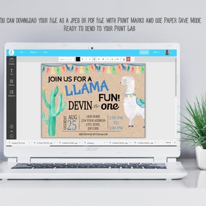 Llama Birthday Invitation Edit on Your Own Templett - Etsy
