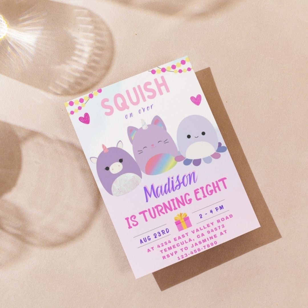 Invitación de cumpleaños de Squishmallow, invitación blanda, invitación ...