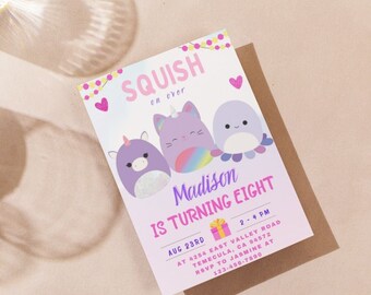 Squishmallow Birthday Invitation Customizable Kids Birthday - Etsy Canada