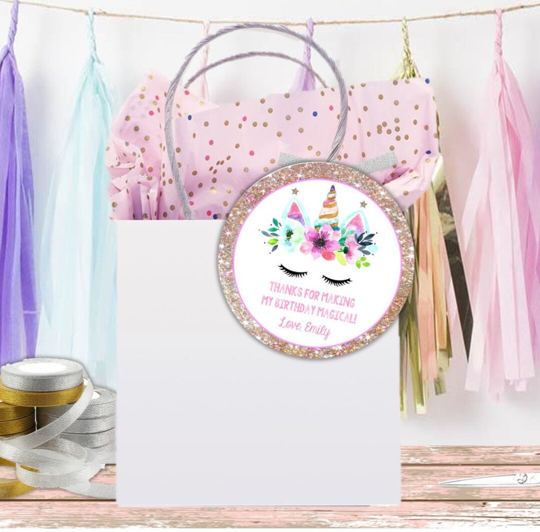 UNICORN Birthday Party Favor Tags Edit With Your Child's - Etsy