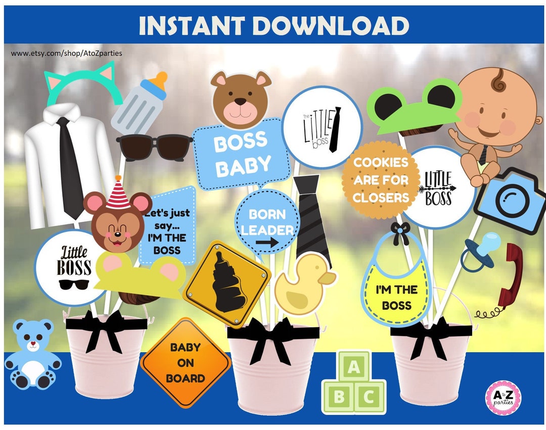 BOSS BABY Photo Props and Centerpieces Photo Booth Props, Party ...