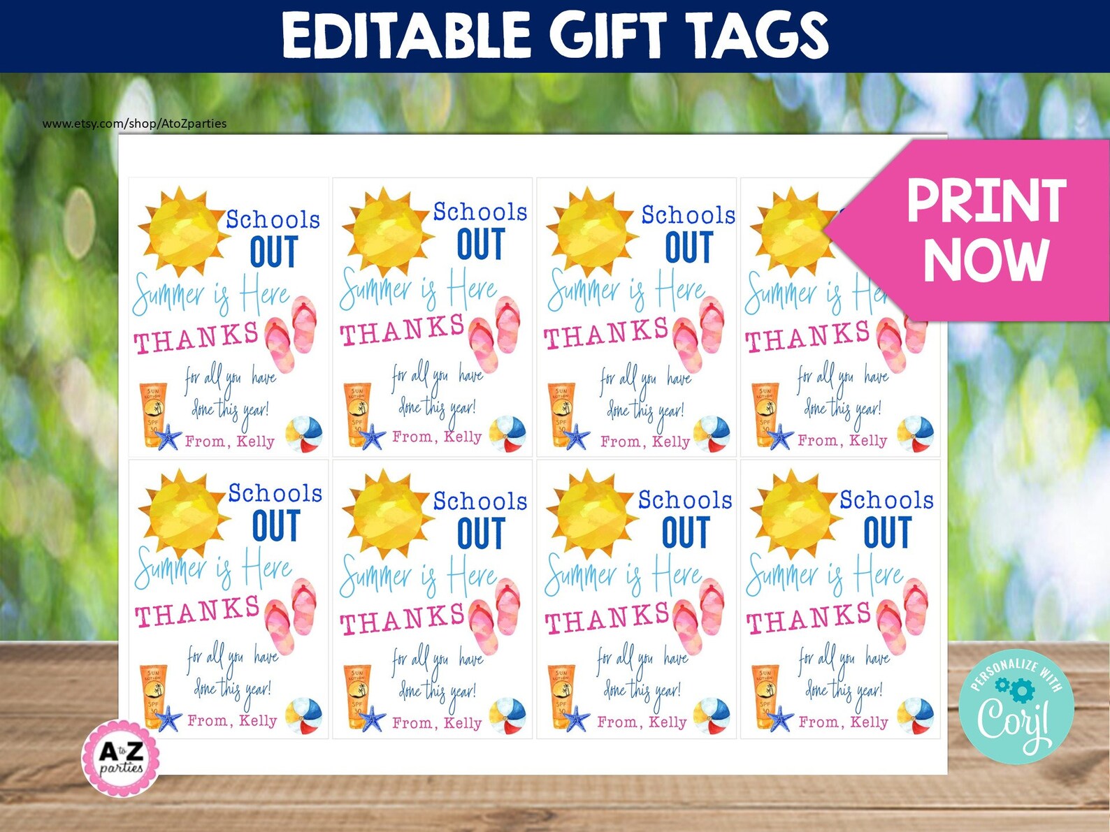 Teacher Appreciation Printable Gift Tag Schools Out Summer is - Etsy