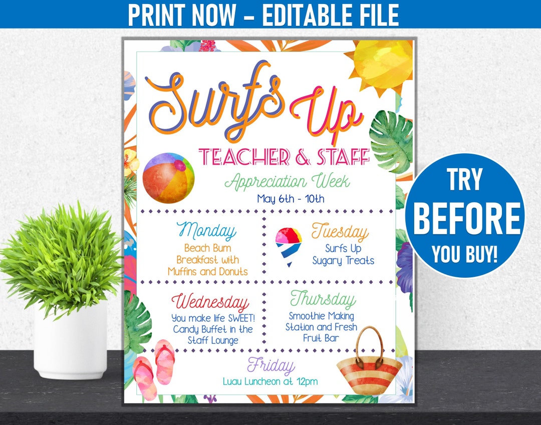 Editable Teacher Appreciation Staff Invitation Luncheon Newsletter ...
