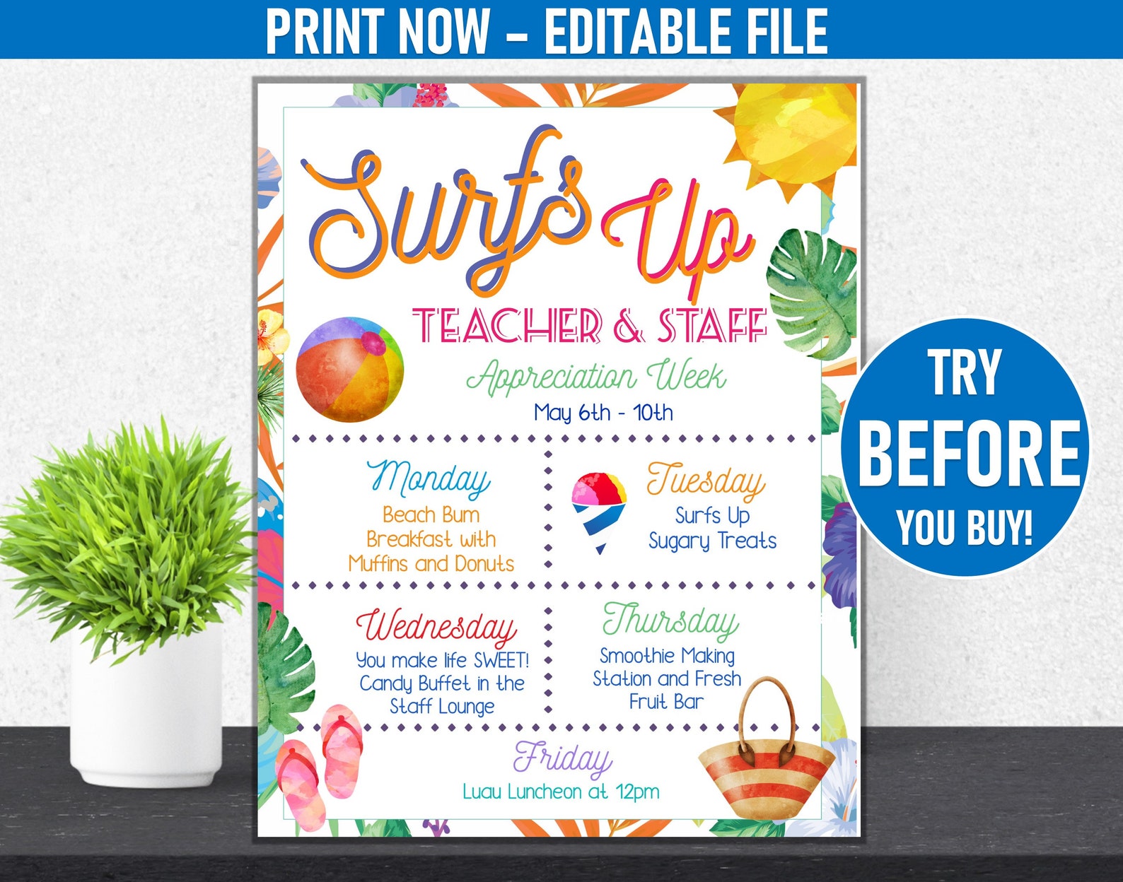 Editable Teacher Appreciation Staff Invitation Luncheon - Etsy
