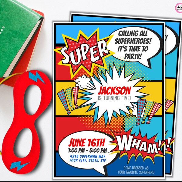 Comic Book Invite - Etsy