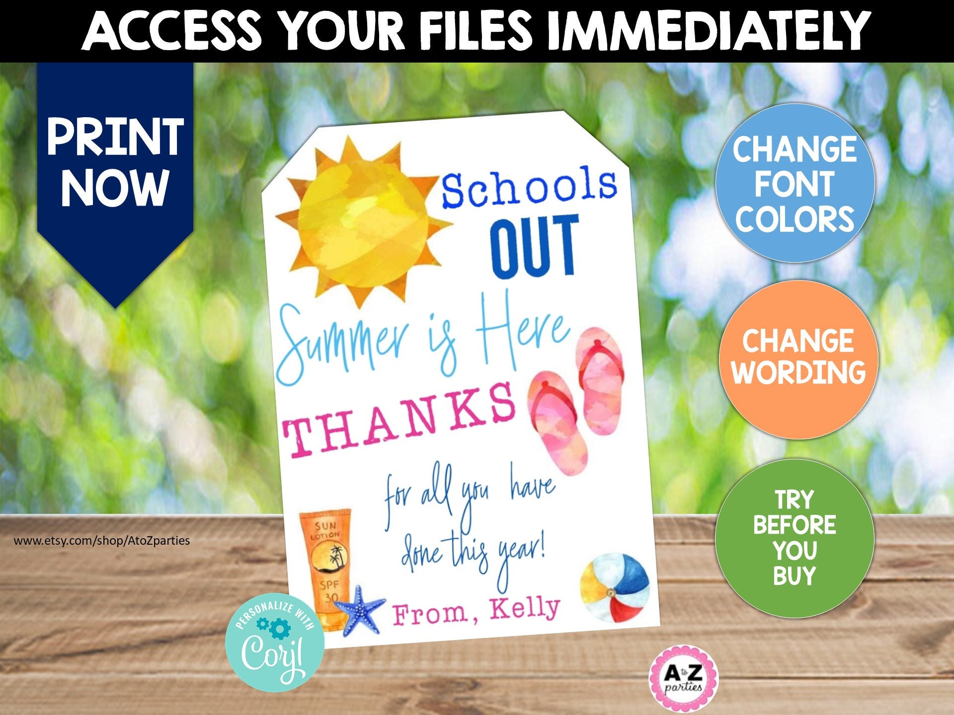 Teacher Appreciation Printable Gift Tag Schools Out Summer is - Etsy