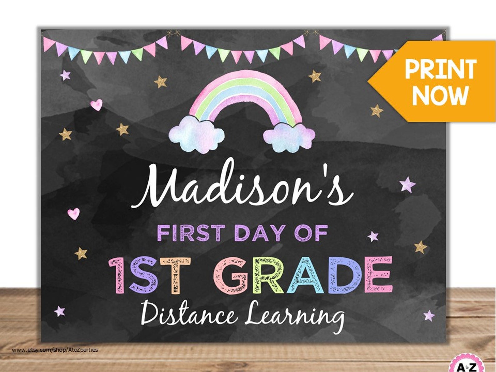 First Day of School Editable Sign Change name font colors | Etsy