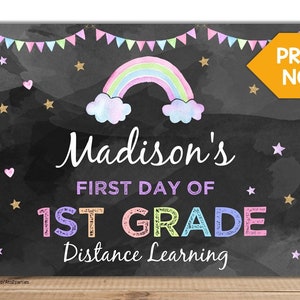 First Day of School Editable Sign Change Name Font Colors - Etsy