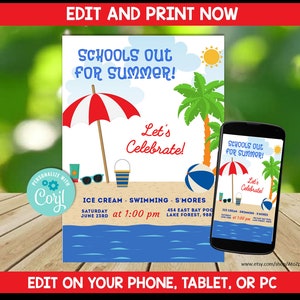 Summer Beach Invitation, Kick off to Summer Party, End of the Year ...