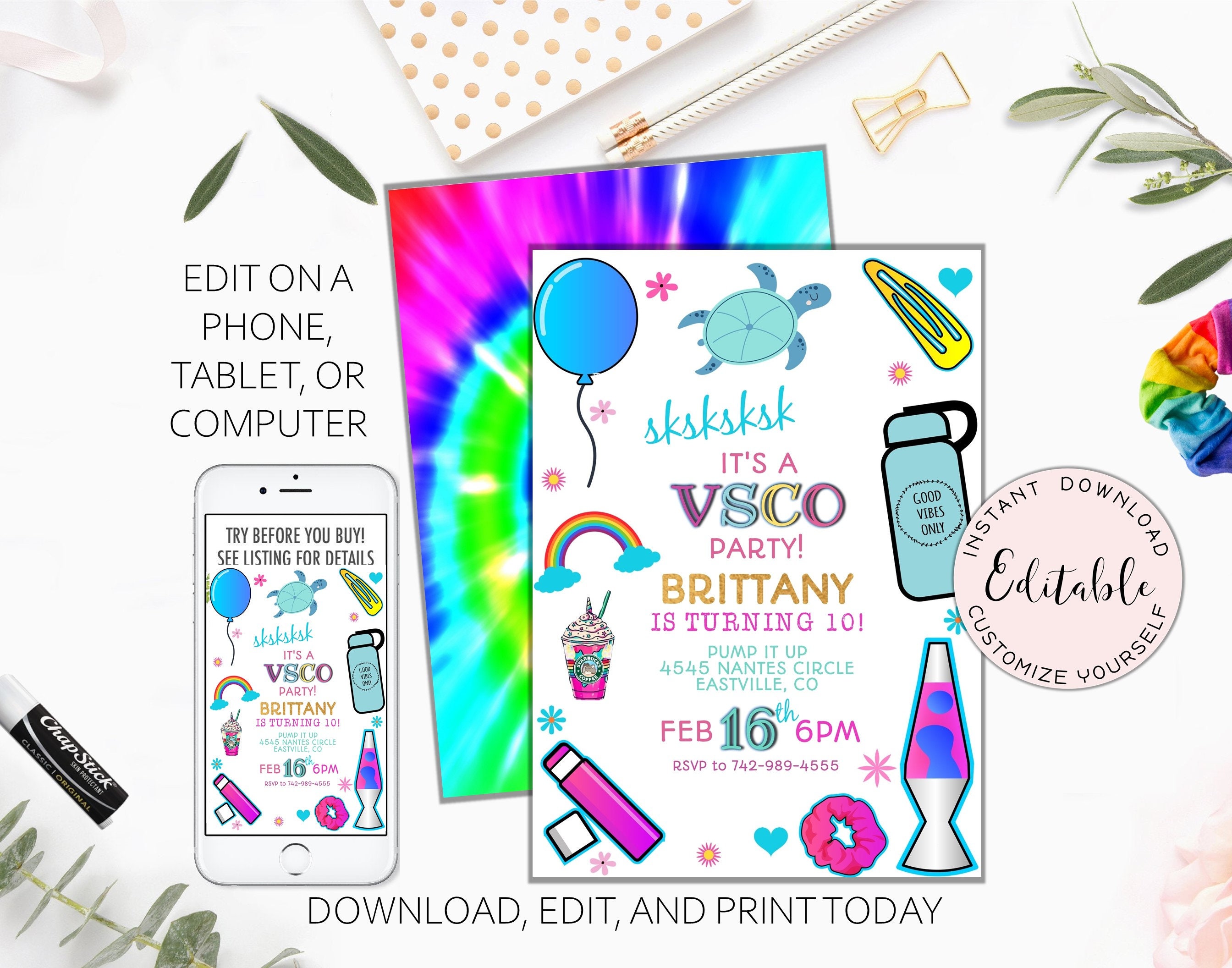 VSCO Girl Invitation Birthday Party Personalized VSCO Party - Etsy
