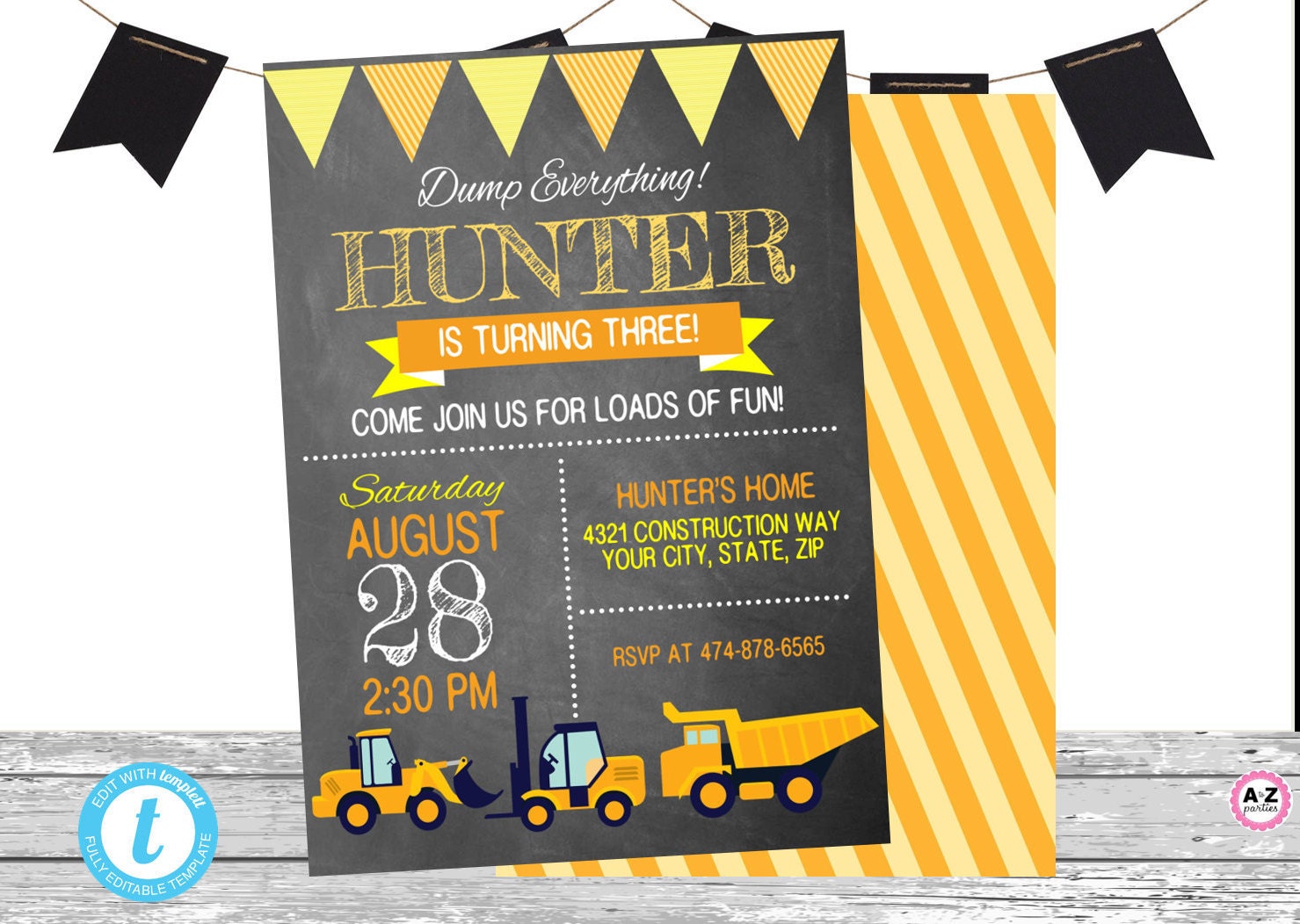 Dump Everything Invitation Construction Invitation Builder - Etsy