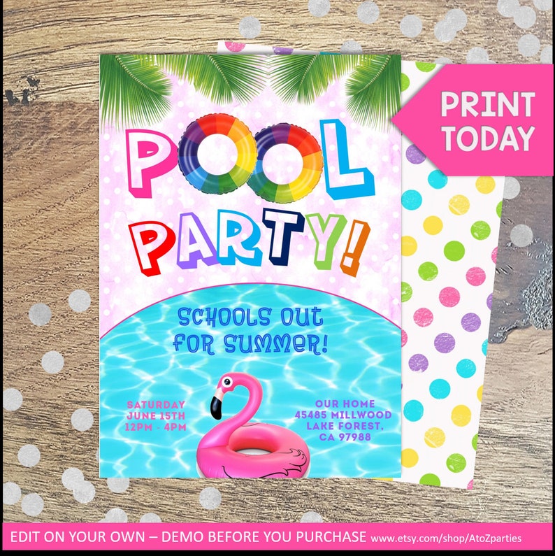 Pool Party Invitation kick off to summer party end of the | Etsy