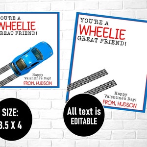 You're a Wheelie Great Friend Valentine's Day Card School Card Editable ...