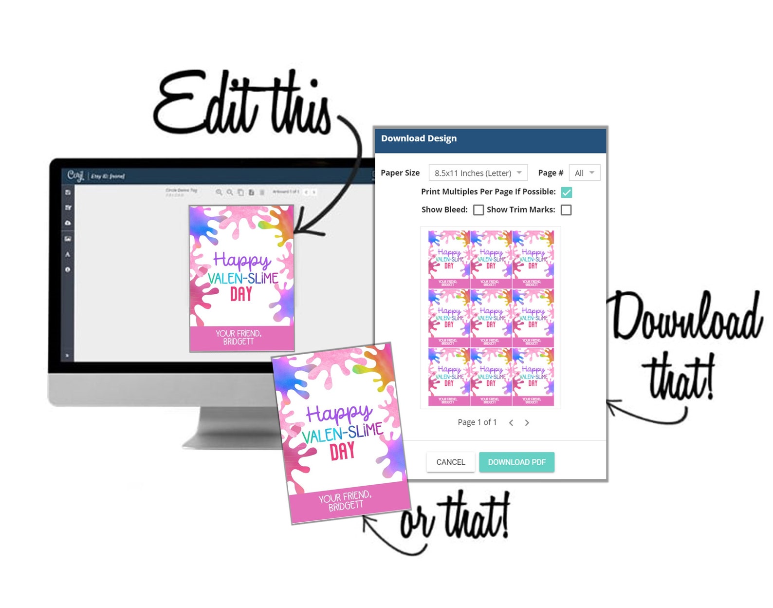 Valentine Slime Card Happy Valen-slime Day Will You Be My - Etsy