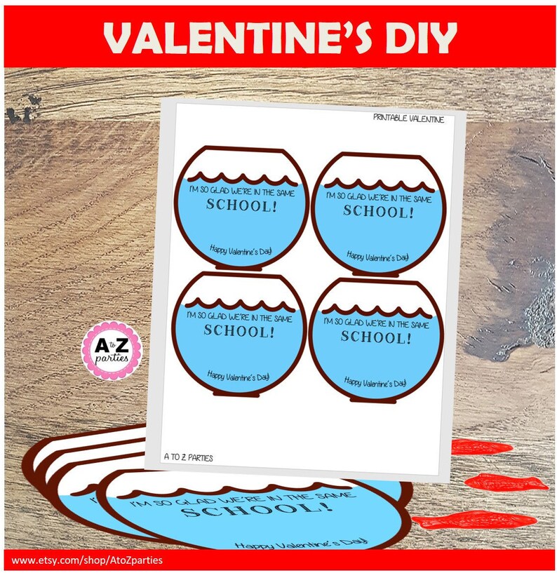 Valentine's Day Printable INSTANT DOWNLOAD DIY Fish - Etsy