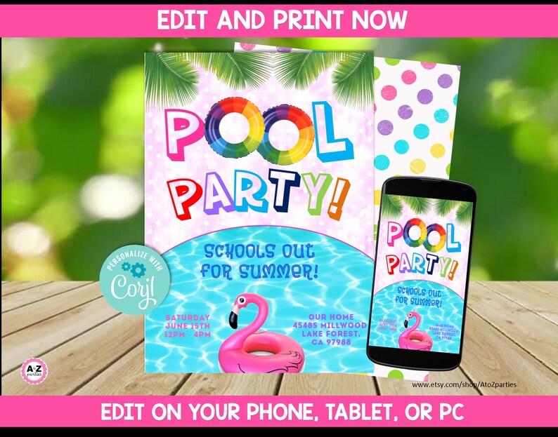 Pool Party Invitation kick off to summer party end of the | Etsy
