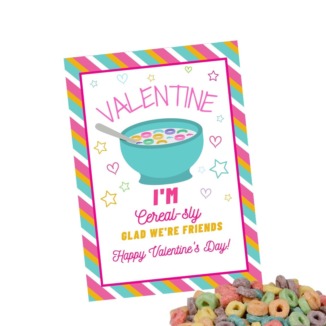 Cereal-sly Glad We Are Friends Valentine Printable Design Add - Etsy