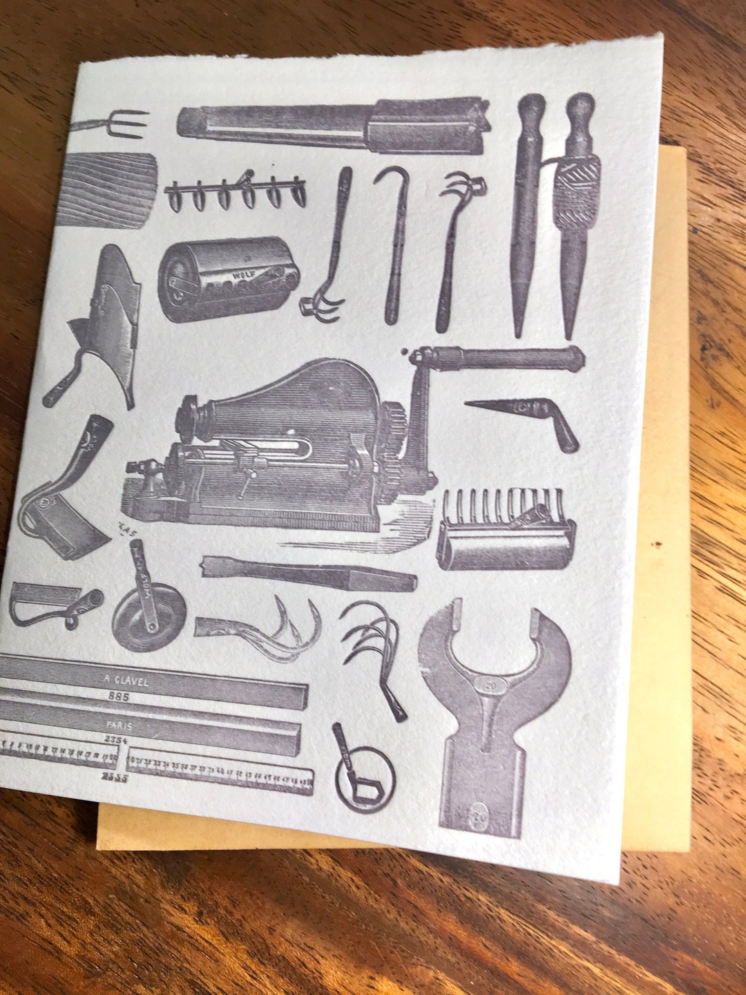 Antique Tools, Greeting Card With Envelope, Engraver's Paper (cut With ...