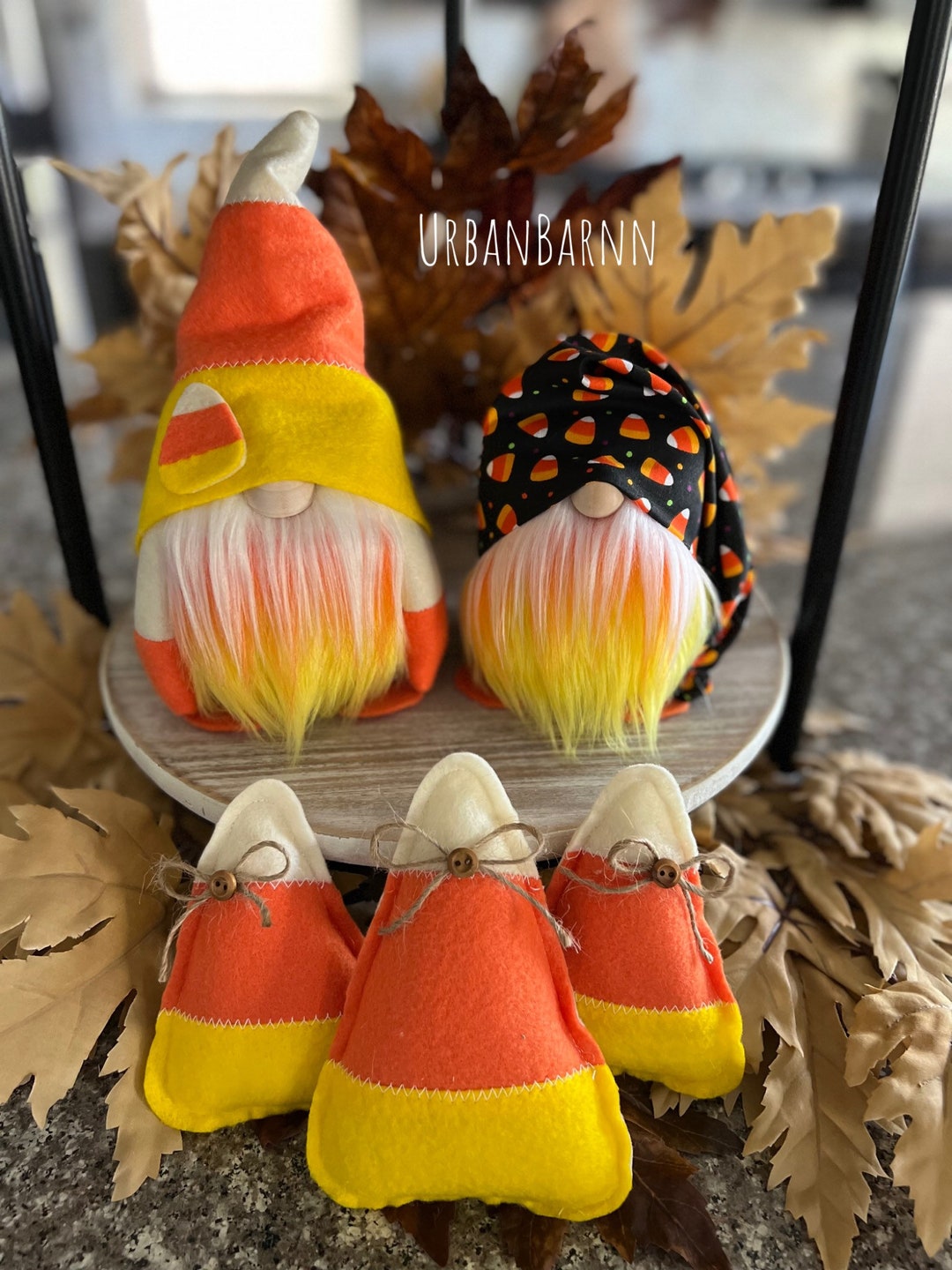 Candy Corn Gnomes, Halloween Gnomes, Fabric Candy Corn, Felt Candy Corn ...