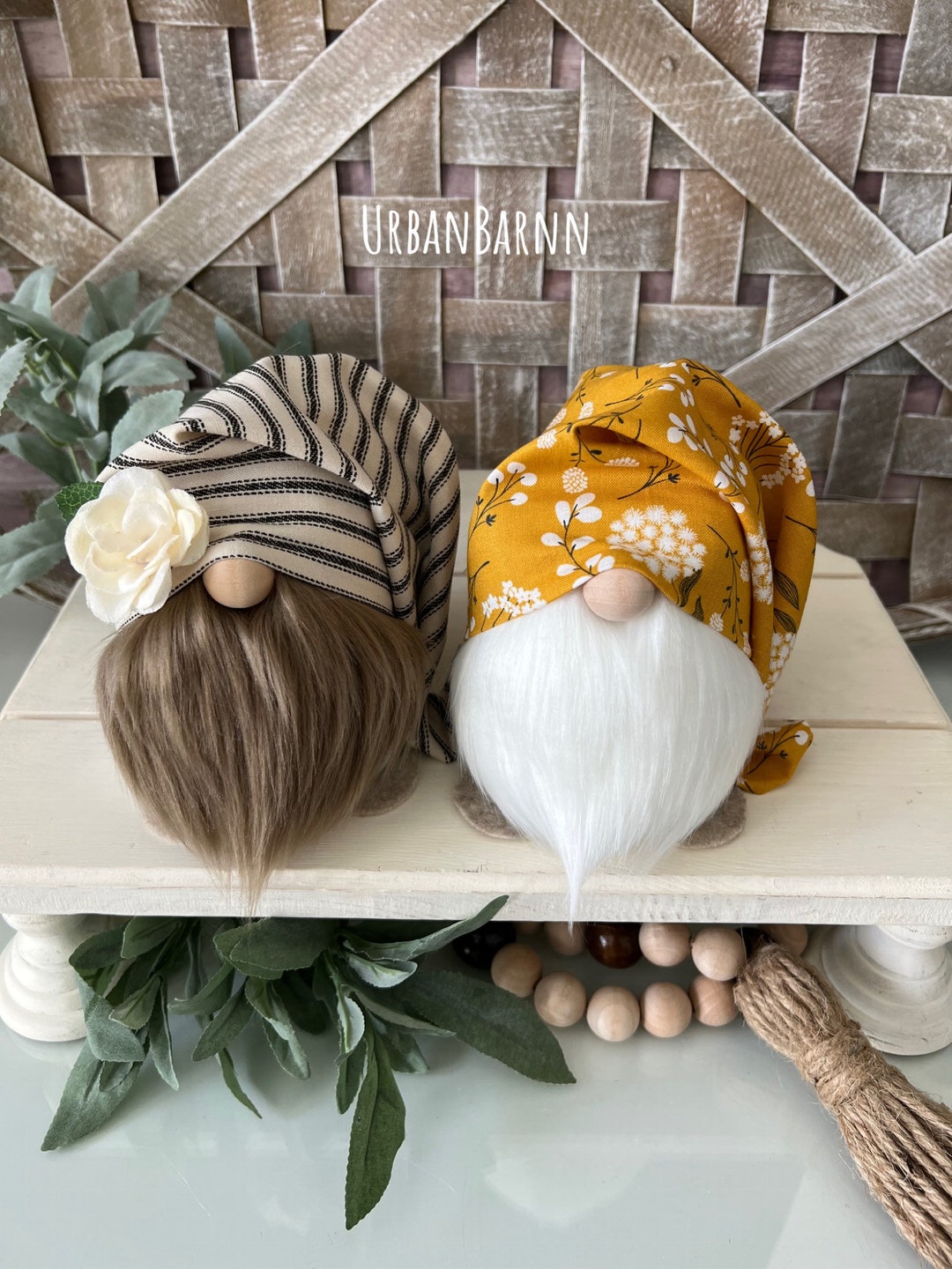 Yellow Farmhouse Gnomes, Neutral Spring Farmhouse Gnomes, Tier Tray ...