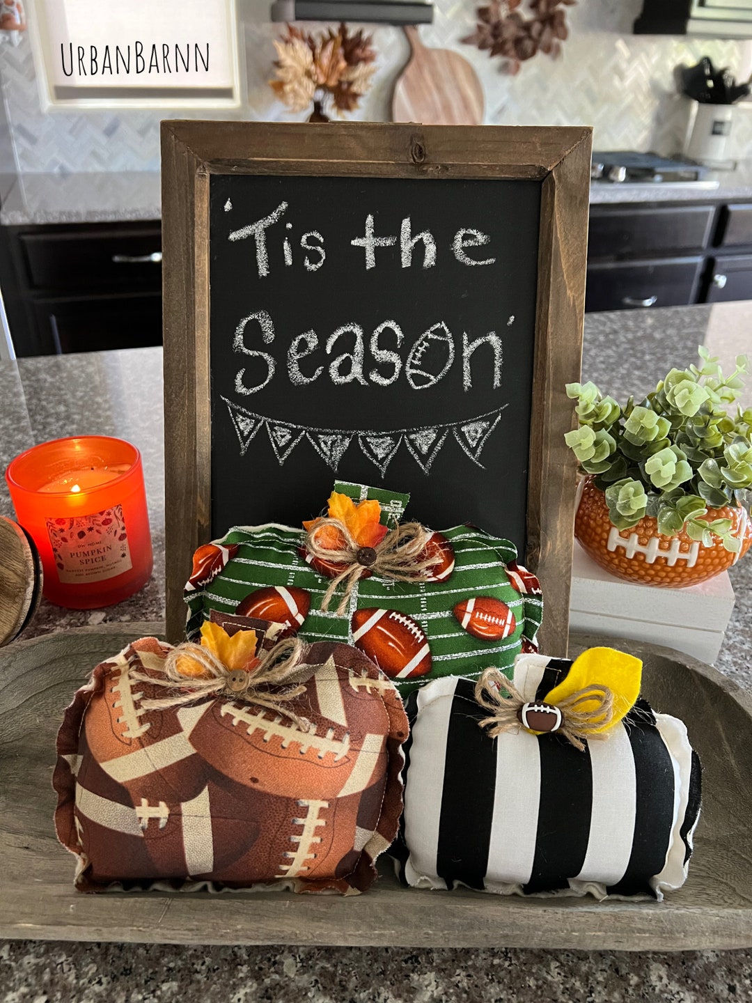 Fall Fabric Pumpkins, Football Fabric Pumpkins, Fall Bowl Filler, Fall ...